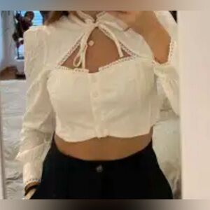 Cider | Tops | Cider Floral Trim Warm Long Sleeve Crop Top Xs | Poshmark